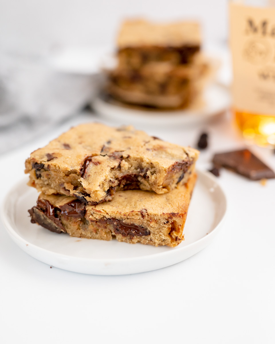 Chocolate Cherry Bourbon Blondies - Just Desserts Bakehouse
